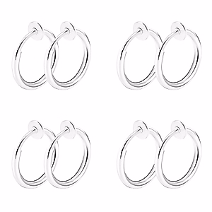 CrazyPiercing 8 pcs of Surgical Steel Clip on Non-pierced Hoops Fake Nose Lip Ear Rings Piercing (Silver color)