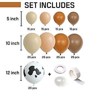 180PCS Cow Balloons Garland Kit – Balloons Garland Arch Kit with Neutral Brown Blush Latex Cow Balloons Assorted Sized Brown Balloons Garland Arch Kit Cow Print Party Supplies for Birthday Party Arch