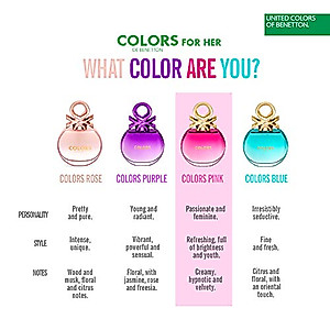 Benetton Colors Eau De Toilette Spray for Women, Pink, 2.7 Ounce