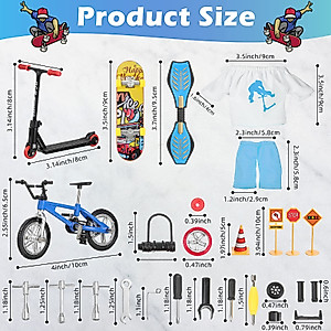 55 Pcs Mini Finger Toys Finger Skateboards Finger Bikes Finger Scooter Finger Pants Mini Swing Board Bicycle Lock Finger Replacement Wheels Tools Traffic Signs for Movement Party Favors Accessories