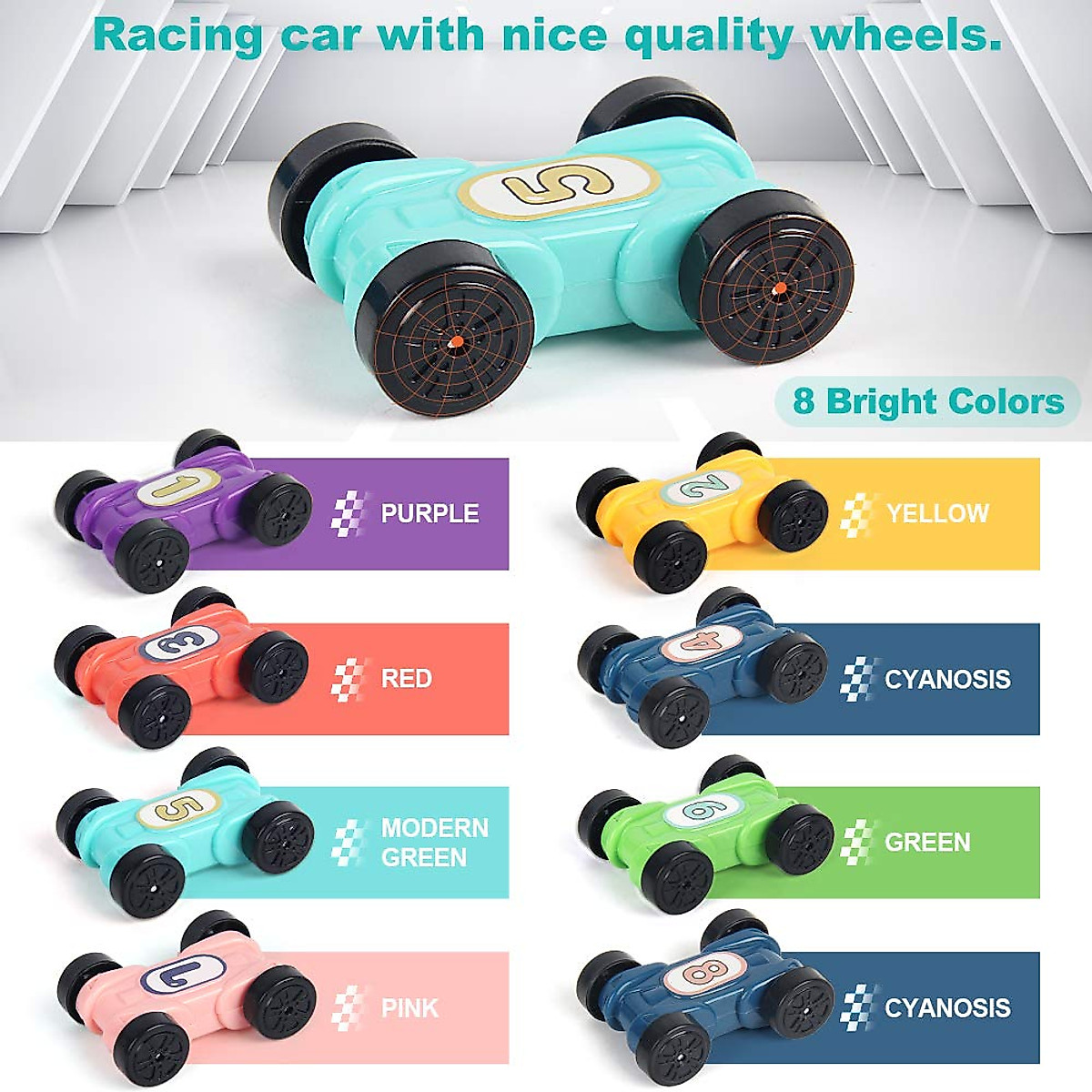 Gliding Car Toy Toddler Toys Car Ramp Toy Race Track Car Gifts Zig Zag Car Slide with 6 Ramps 8 Mini Cars- Racing Car Toys for Kids Boys Girls 3 4 5 6