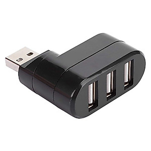 3-port USB HUB2.0 1-to-3 Computer USB Splitter 3-Port Travel USB Wall Charger USB Adapter Charging Station Box Rotatable for Printers, Card Readers, Thumb Drives(Black)