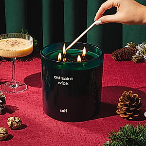 Snif Old Saint Wick Christmas Scented Candle | Siberian Pine, Apple, Rosemary, Jasmine, Fir Balsam, Sandalwood Cedar Wood | Soy and Vegetable Wax Holiday Candles Gift | 50+ Hours Burn Time, 8.5oz