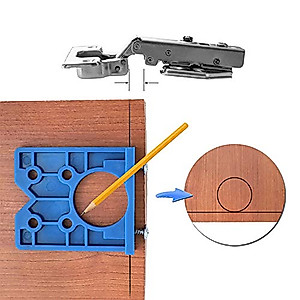 35mm Concealed Hinge Jig Kit, Woodworking Tool Drill Bits Hinge Drilling Hole Router Jig for Cabinet Cupboard Door Installation
