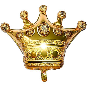 MYUBWTF 6 Pieces 40 inch Large Gold Crown Balloons, Giant Foil Cap Balloon, Aluminum Foil Helium Balloons for Birthday Wedding Party Decorations Anniversary Party Halloween Christmas (40-inch)