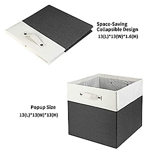Awekris Foldable Storage Bin Basket Set [3-Pack] Cube Bins Fabric Storage Basket [3-Pack] 13x13x13 inch Collapsible Storage Box Organizer with Handles for Cubby Shelf Nursery Home Closet Large