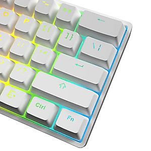 Matrix Elite Series White 60% Mechanical Gaming Keyboard: Fast Switches - Millions of RGB Options - No Latency - 61 Keys - Doubleshot PBT keycaps - Hot Swappable (Blue Switches)