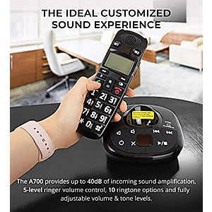 ClearSounds A700 Amplified Cordless Phone with Answering Machine - Supports DECT 6.0 Frequency, Multi-Line Operation, AC Power and Battery Operated