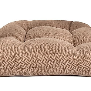 POMIU Outdoor Chair Cushions for Patio and Garden Furniture, Chair Pads Set Premium Comfortable Thick Fiber Fill Tufted Seat Floor Cover (2 Pack, 19" x 19", Khaki)