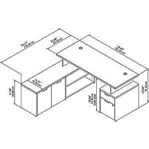 Bush Business Furniture Jamestown 60W L Shaped Desk with Drawers