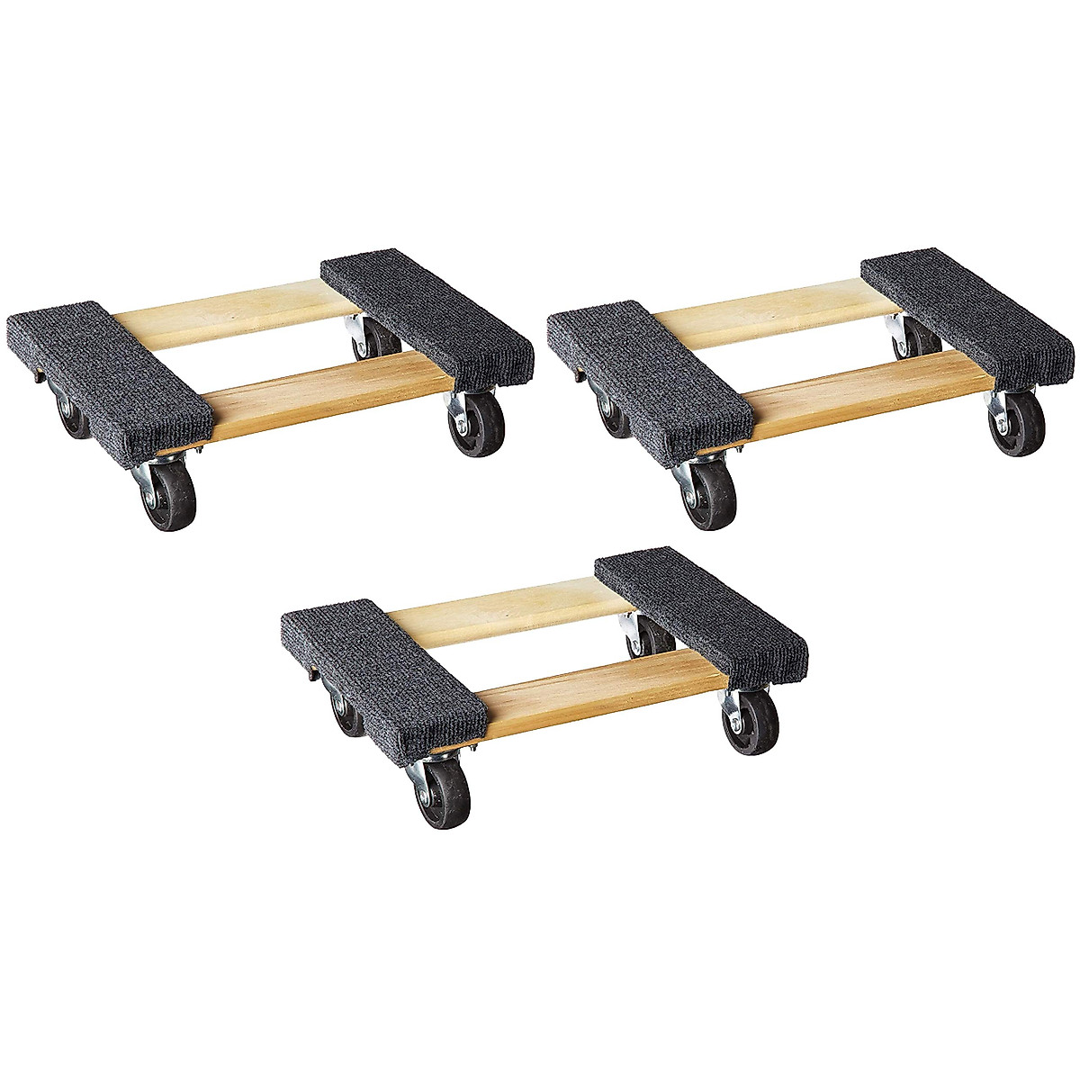 Haul Master 93888 Mover's Dolly 1000 lbs. Weight Capacity, 18" L x 12-1/4" W, 12-14", Grey/Hardwood (Pack of 3)