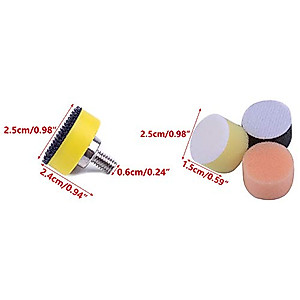 beler 2pcs 1" 25mm M6 Backer Plate & 60pcs Mixed Sponge Buffing Polishing Pads (rough & medium & fine 20pcs each) Fit For Car Polisher