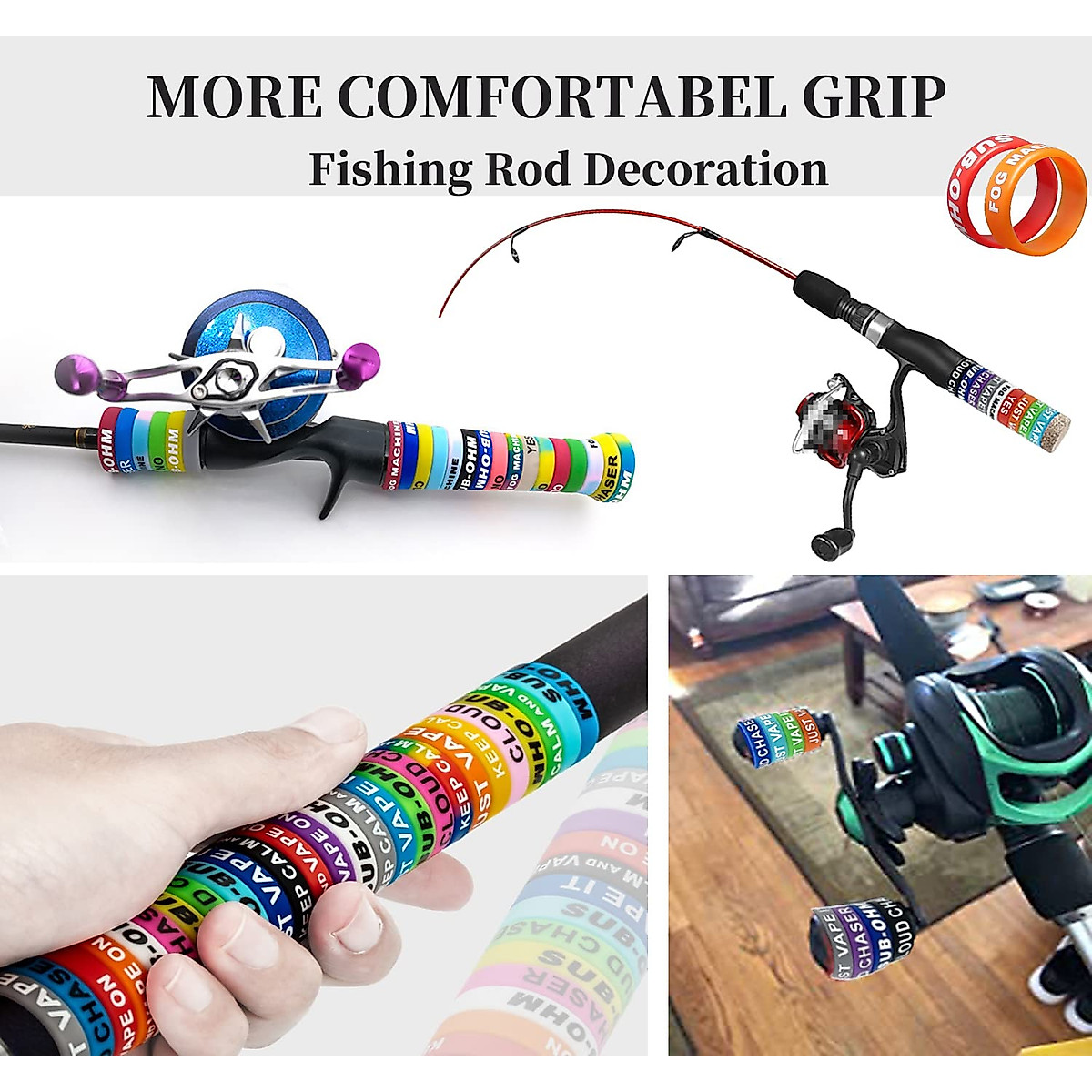 Silicone Handle Band Anti Slip Rubber Ring,Racket Handle Grip Fix Ring,for Slingshot Fishing Rod Bicycle Grip Cool Decoration(10Pcs Random Mixed)