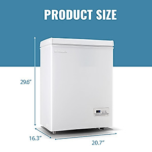 DEMULLER Chest Freezer Small Deep Freeezer with 2 Removable Baskets, Compact Freezer with Digital Control Panel accurate to 1 ℉, Mini Freezer for Homes Garages Basements White