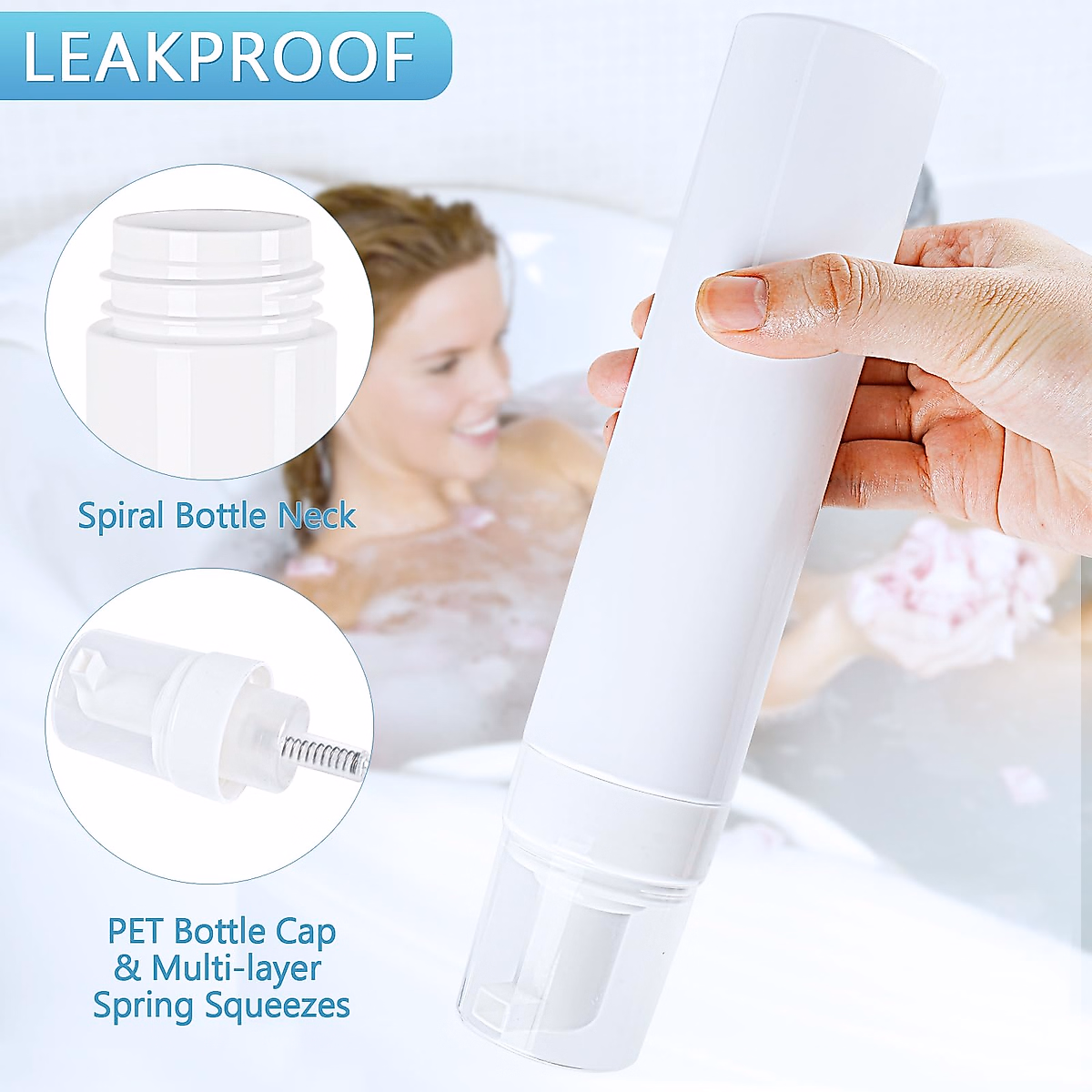 Foam Pump Bottle 8.5oz/250ml White Empty Foam Dispenser Bottle Travel Foaming Hand Soap Bottle Large Refillable Foaming Bottle for Shampoo Cleaning Traveling (4 Pack)