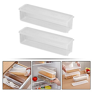Luxshiny Pasta Storage Container 2pcs Plastic Spaghetti Box Rectangular Noodle Canister With Lid Chopstick Storage Bin Spaghetti Keeper Box for Refrigerator Countertop