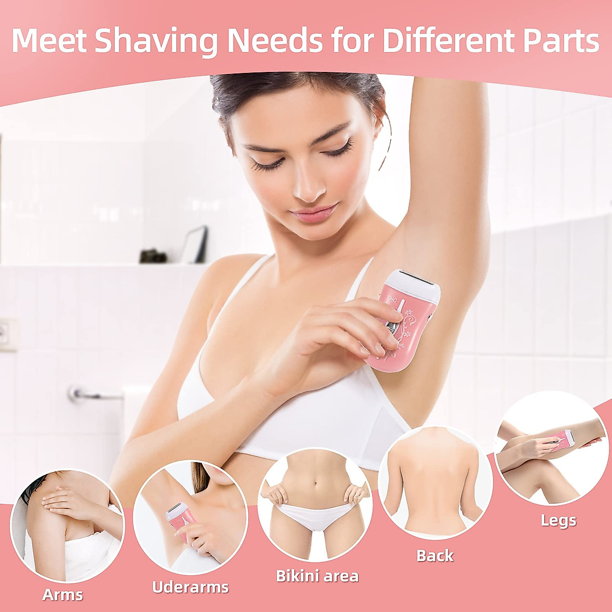 YHC Electric Razors for Women - Cordless Lady Shaver for Leg, Underarm, Bikini Hair Removal - USB Rechargeable.