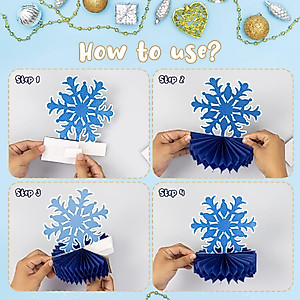 Frozen Winter Wonderland Party Decorations - 12pcs Blue White Snowflake Honeycomb Table Centerpieces and 600pcs Snowflake Confetti for Christmas Holiday Winter Birthday Baby Shower Party Supplies