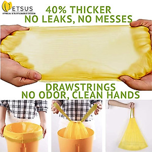 Biodegradable Trash Bags for 13 Gallon | 50 Liter Bin, Plant Based - 75 Count, Tall Kitchen Compost Bags with Drawstrings - Green Garbage Bags - 1.3 mil Thick Heavy Duty and Eco Friendly Trash Bags