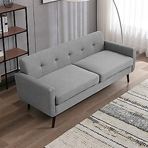 ZAFLY 80inches Loveseat Sofa, Modern Couch Button Tufted Upholstered Sofa Furniture with 5.9" Cushion for Living Room Bedroom Office Apartment (Light Gray)