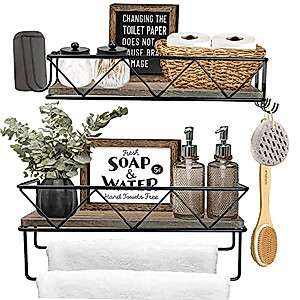 QEEIG Farmhouse Floating Shelves + Bathroom Shelves Bundle (Contains 2 Items)