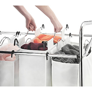 Whitmor 4 Section Rolling Laundry Sorter - 4 Removable Heavy Duty Bags - Chrome