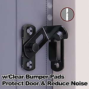XQDWX 90 Degree Barrel Bolt Door Lock, thickened Stainless Steel Door Lock, Sliding door latch, With Bumper Pads, Black, 4 Inch, 904BB-BL-1