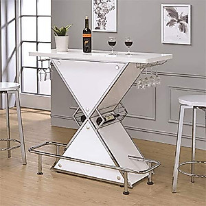 Stonecroft Furniture George Metal Contemporary Stacked Triangle Home Bar in Glossy White