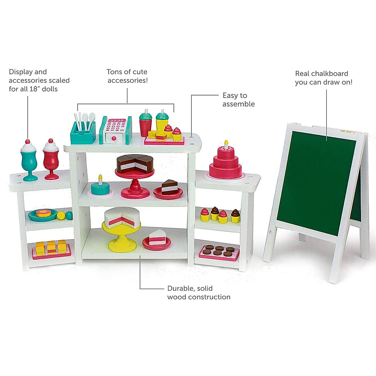 Playtime by Eimmie 18 Inch Doll Furniture - Wardrobe Closet for Doll Clothes & Accessories Storage - Wooden Playsets for American, Generation and Similar 14"- 18" Girl Dolls