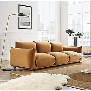 Copious Performance Velvet Sofa in Cognac