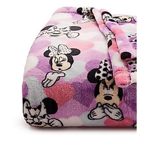 Minnie Mouse Plush Fluffy Fuzzy Cozy Super Soft Throw Blanket Oversized 5' x 6' for Sofa Couch Chair Bed and for Travel in The car (Minnie Hearts), Navy Floral (throw8626)