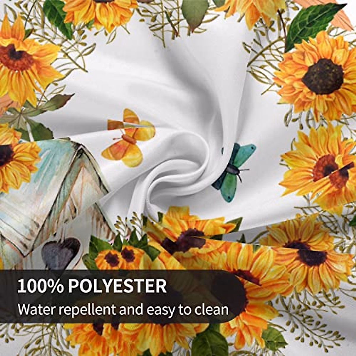 smuxqni Blooming Sunflower Tablecloth Round 60 Inch- Summer Yellow Floral Table Cloth Washable Reusable Farmhouse Sunflower Table Cover Table Cloth for Home Patio Party Picnic