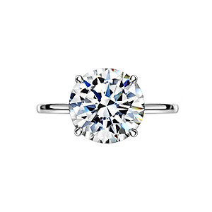 Michooyel Round Brilliant Cut 4ct Engagement Ring 10mm Cubic Zirconia CZ Women's Ring Sterling Silver Promise Ring Wedding Ring