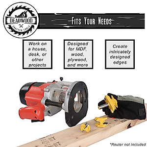 Deadwood Crafted Tools 45 Degree Locking Miter Bit Set - 3Pc 1/2in Wood Router Bits for 3/8 to 1-1/4in Wood Boards
