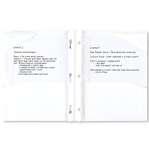 Five Star 2 Pocket Folder, Stay-Put Folder, Plastic Colored Folders with Pockets & Prong Fasteners for 3-Ring Binders, 8-1/2" x 11", White (72494)