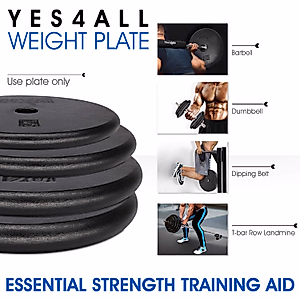 Yes4All 1-inch Cast Iron Weight Plates for Dumbbells – Standard Weight Disc Plates, 7.5 Pound (Pack of 2)