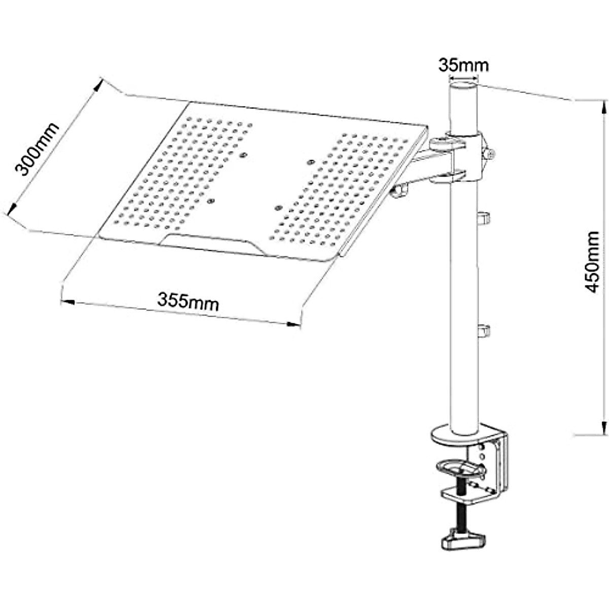 AnthroDesk Laptop/Notebook Desk Stand/Mount with Full Motion Adjustable Extension Arm with Tilt