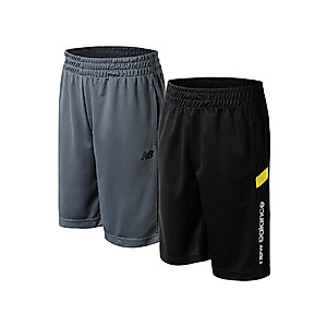 New Balance Boy's Core 2-Pack Shorts (Little Kids/Big Kids) Black/Lead MD (5-6 Little Kid)