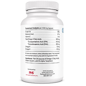 Omega-Caps High Potency Snip Tips for Medium to Large Breeds-Vet Formulated for Healthy Radiant Skin & Coat. Contains Omega 3 for Joint & Immune System Support, Easy to Dose, 60 Snip-tip Capsules