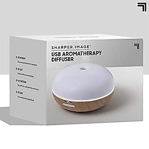 SHARPER IMAGE Essential Oil Aromatherapy Small Mist Diffuser, 3.4 Ounce Capacity, Faux Light Wood
