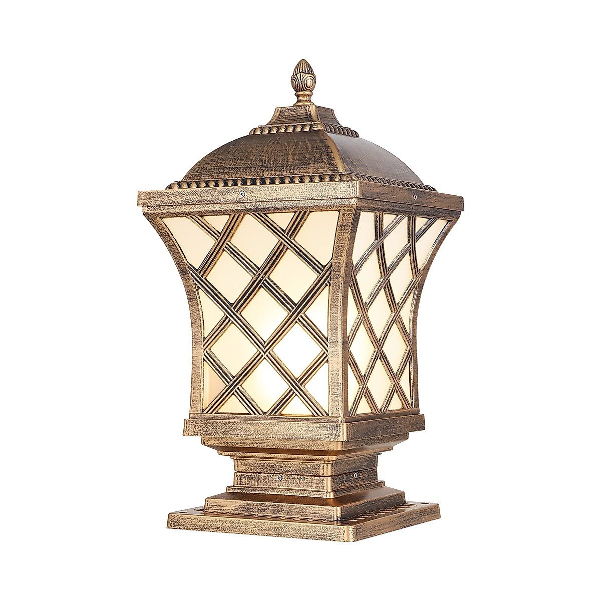 CGJDZMD Outdoor Column Lights, Modern Column Lamp Waterproof Glass Post Lights Outdoor Aluminum Fence Post Light Fixtures for Villa Garden Park Lighting Bronze Pillar Lights(Bulb not Included)