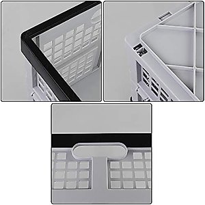 Xowine 30 L Plastic Collapsible Storage Crate, 3-Pack Stacking Folding Storage Crates, Gray, F