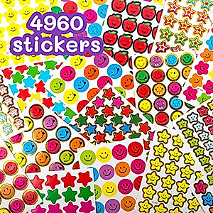 PURPLE LADYBUG Teacher Stickers for Students with 4960 Reward Stickers for Kids - Classroom Supplies for Teachers Elementary, Preschool Must Haves & School Essentials - with Small Gold Star Stickers
