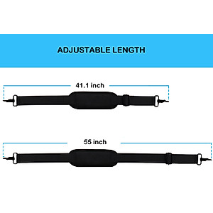 Shoulder Strap, Durable 55" Universal Replacement Laptop Shoulder Strap, Adjustable Comfortable Belt with Metal Hooks for Briefcase, Computer Messenger Bag, Laptop Case Luggage/Duffel/Camera, (Black)