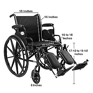McKesson Wheelchair, Swing Away Foot Leg Rest, Elevating Leg Rest, Desk Length Arms Flip Back, 18 in Seat, 300 lbs Weight Capacity, 1 Count