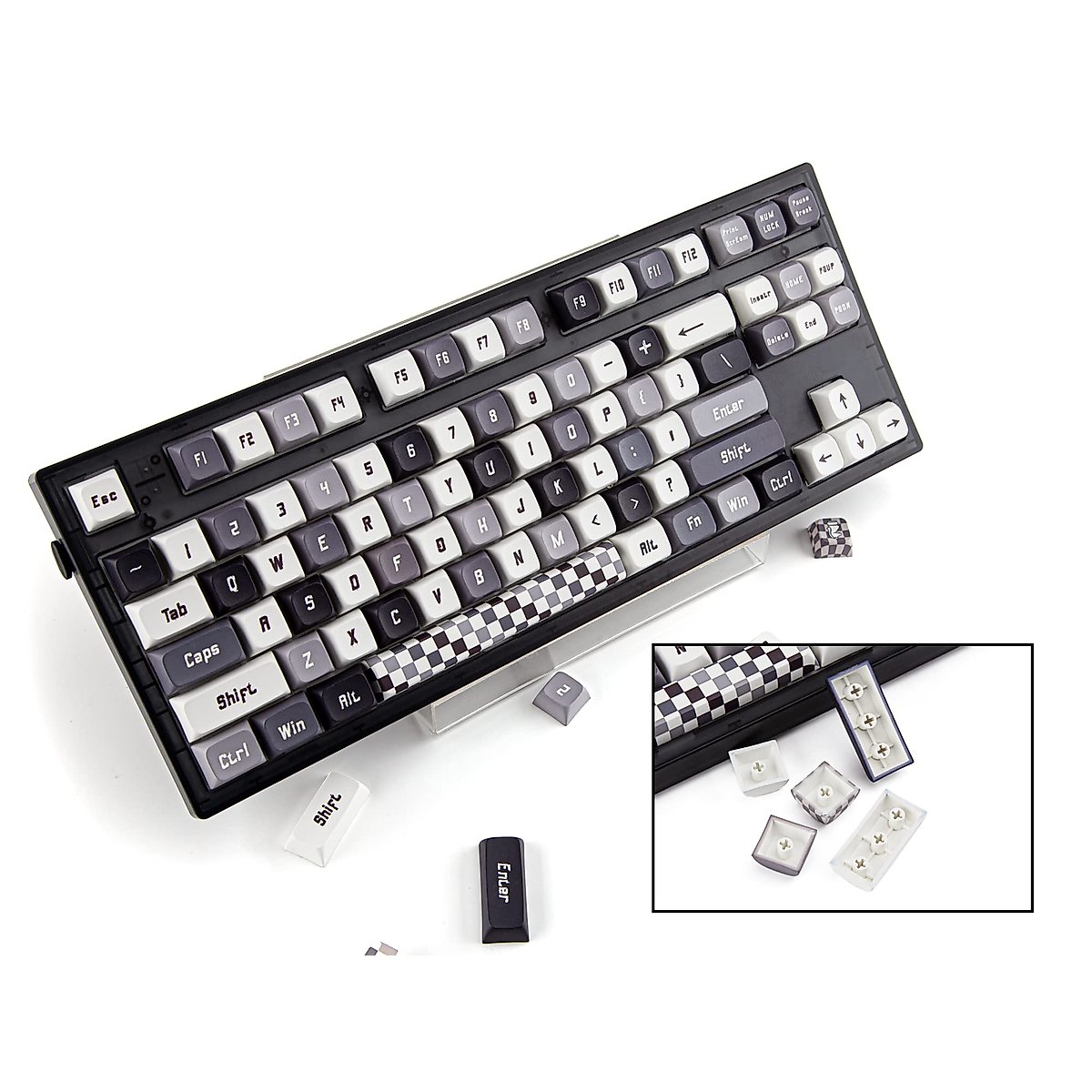 Custom Keycaps 130 Keys Set - XDA Profile Keycaps - PBT Keycaps & Dye Sublimation Key Cap - Compatible with 60%, 75%, 80%, 85%,100% ANSI Layout Gaming Mechanical Keyboard (Checkerboard)