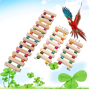 Pet Colorful Ladder Bridge Steps Climbing Wooden Swing for Mouse Rat Hamster Parrot Cage Play Toy(L（6 30cm）)
