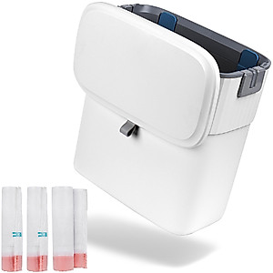 McKay Hanging Kitchen Trash Can with Lid, 30 Trash Bags|2.5 Gallon/10L Compost Bin for Under Sink, Small Trash Can,Food Waste Basket Wall-Mounted Garbage Can for Bathroom/Countertop/RV/Bedroom, White