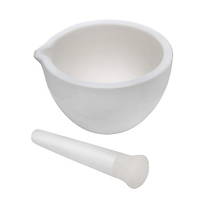 EISCO Porcelain Mortar & Pestle Set, 50oz (1500ml) - Unglazed Grinding Surface - Excellent for Kitchen or Laboratory - Grinds Powdered Chemicals, Herbs & Spices - Pill Crusher - White Labs