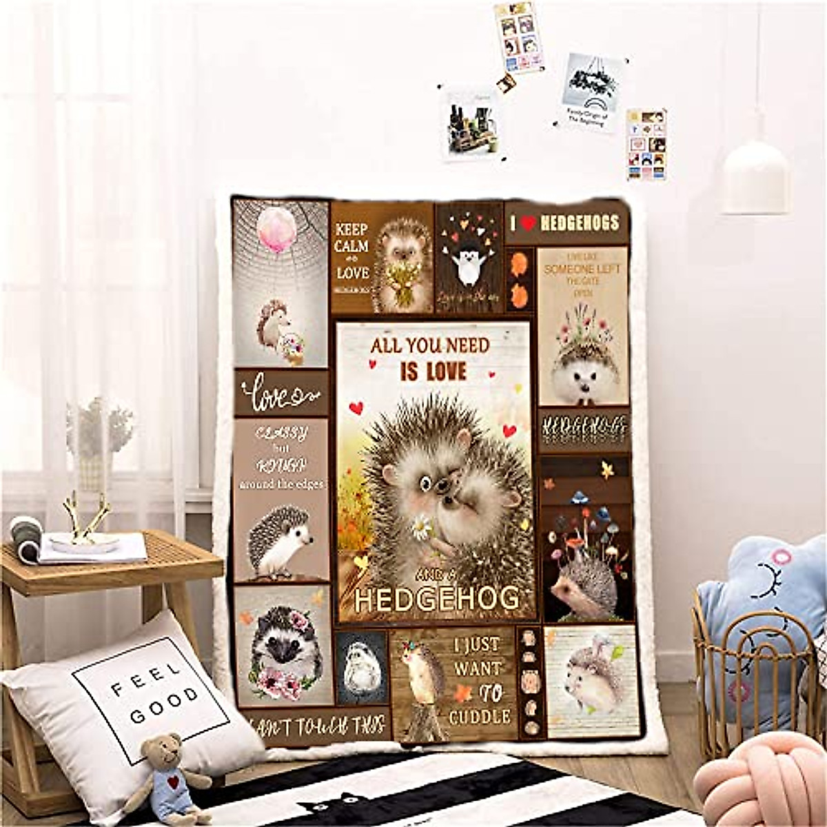 CYREKUD Hedgehog Gifts for Women Blanket,Hedgehog Blanket Hedgehog Gifts for Hedgehog Lovers Throw Blanket,Hedgehog Blanket for Adults,Hedgehog Blanket for Bedroom Sofa Couch Christmas Decor 50"x 60"